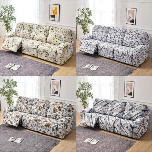 1 2 3 Seater Flower Recliner Sofa Cover Living Room Elastic Chair Cover ...