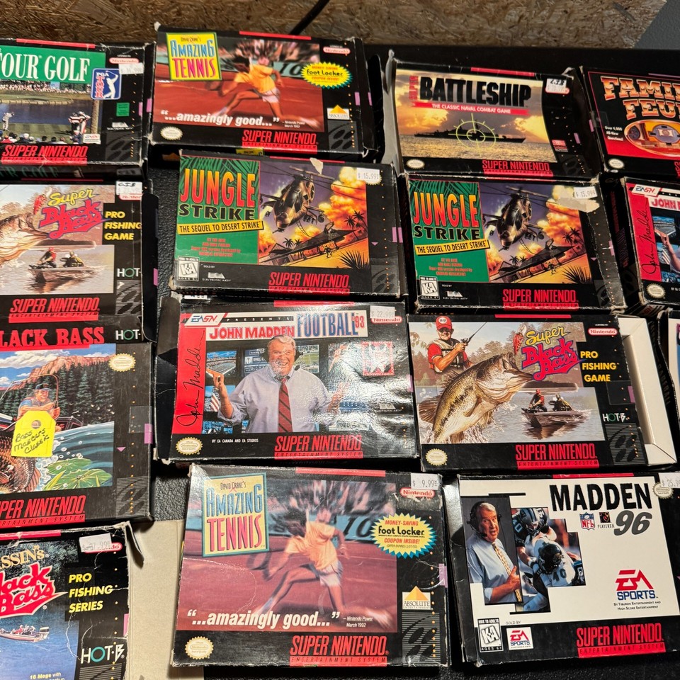SNES Super Nintendo Game Box Lot 15 NO GAMES Box Only MADDEN JUNGLE ...