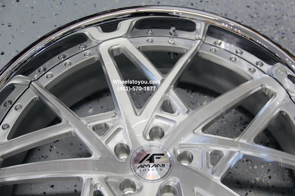 New 24" Amani Bueno Forged Brushed Chrome Staggered Wheels Set 4) 5x4 ...