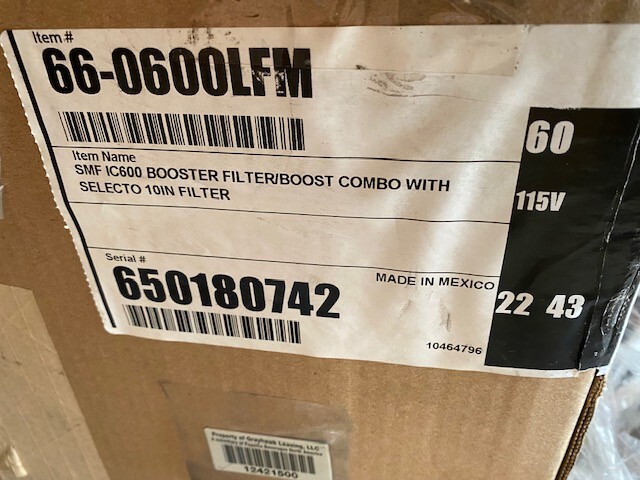 MANITOWOC 66-0600LFM SMF IC600 BOOSTER FILTER/BOOST COMBO w/ Selecto 10" Filter for sale online ...