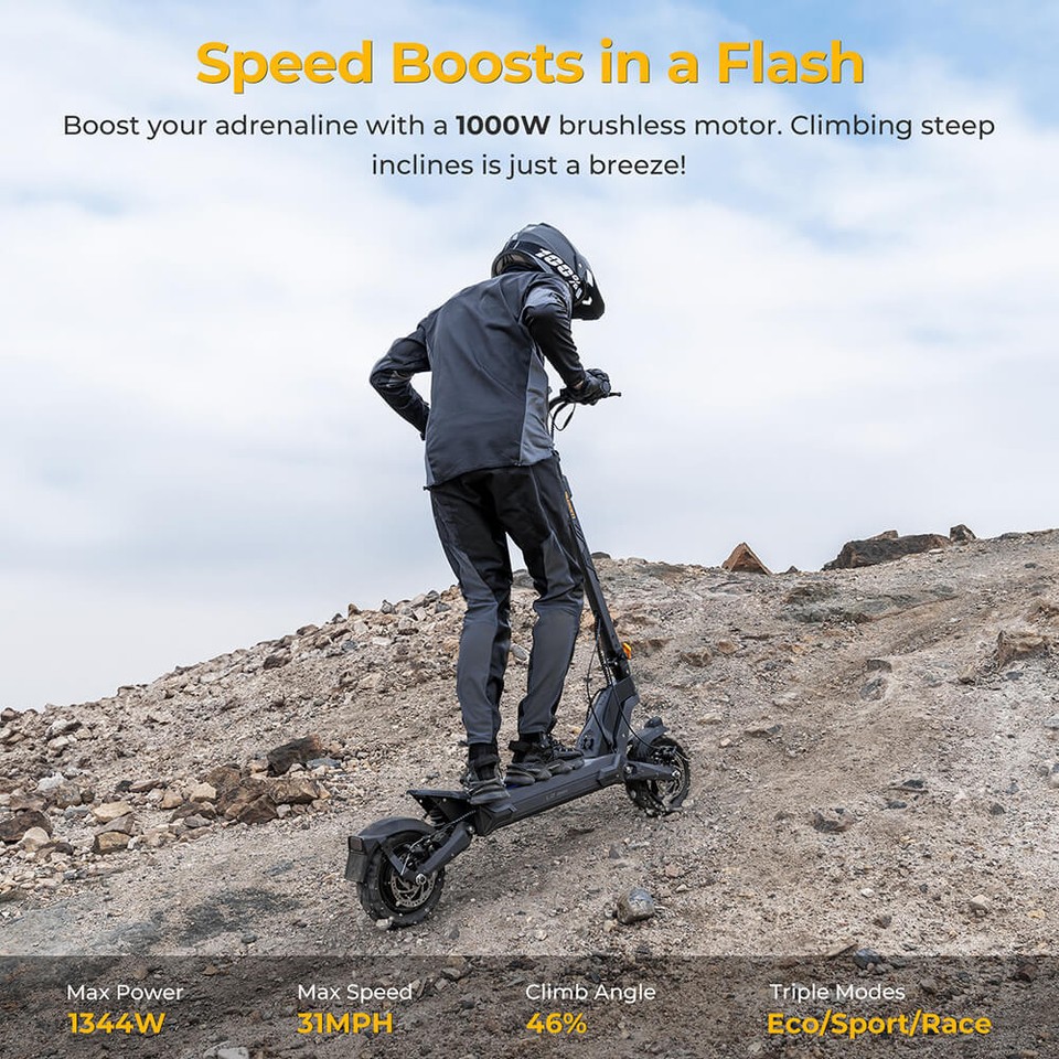 Ausom L2 Max Electric Scooter, 1000W Motor,90km Max Range,10in Tires E ...