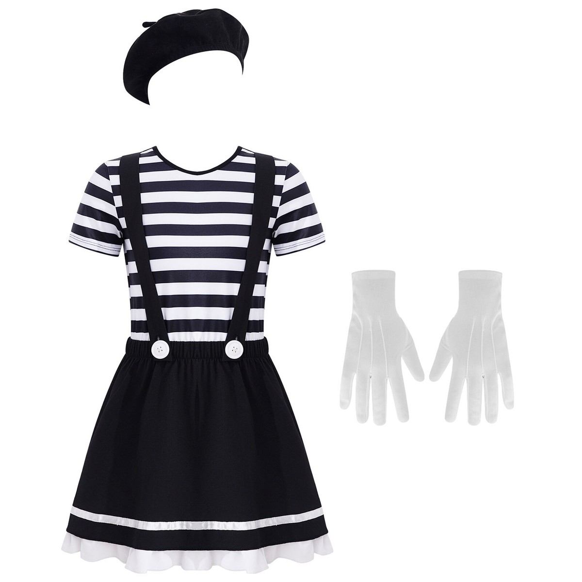 Female Mime Costume For Kids