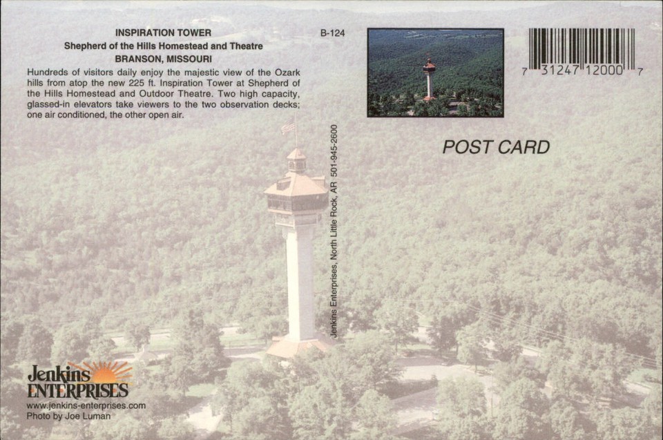 Branson Missouri Inspiration Tower pine trees mountains aerial view ...