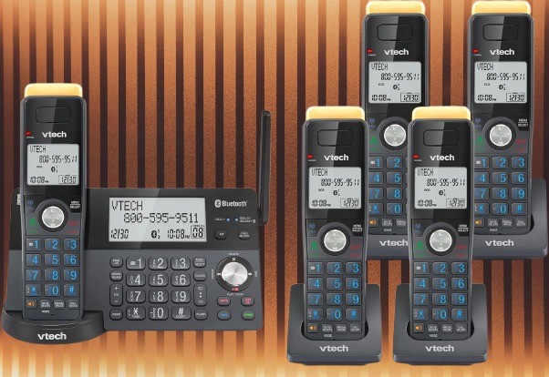 VTech Super Long Range 5-Handset DECT Cordless Phone, w/ Answering ...