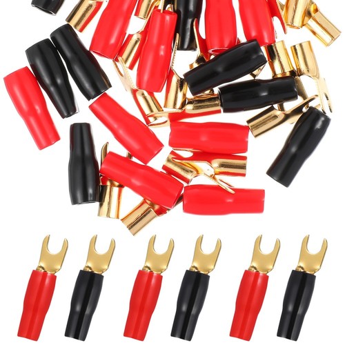 10 Pairs Crimp Spade Connectors Copper Fork Terminals for Audio Wiring ...