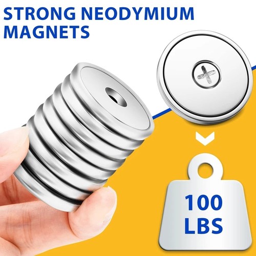 Pack of 8 Neodymium Magnet Cup 100 LBS Pull Force Rare Earth Magnets ...