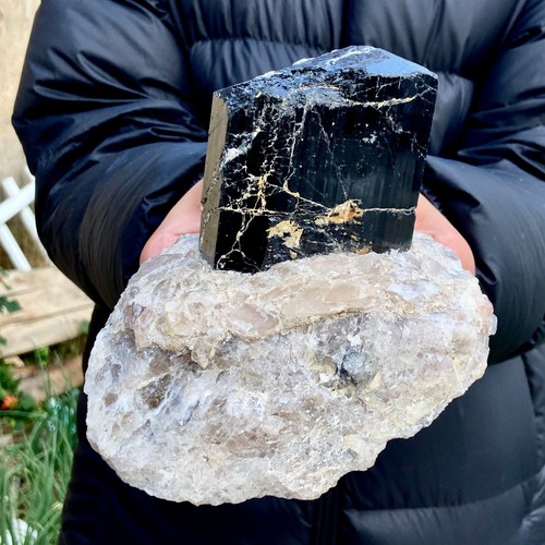 4.5LB Large Natural Black Tourmaline Crystal Gemstone Rough Mineral ...