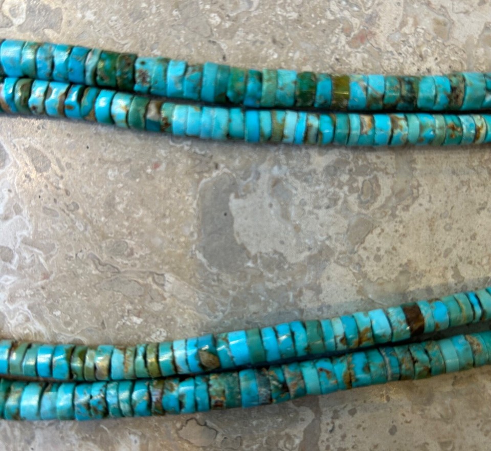 SANTO DOMINGO RARE NATURAL MANASSA TURQUOISE HEISHI NECKLACE RAY LOVATO ...