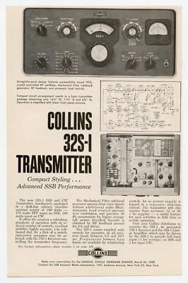 CQ Ham Radio Magazine Ad COLLINS 32S-1 TRANSMITTER-Compact Style... (3/ ...