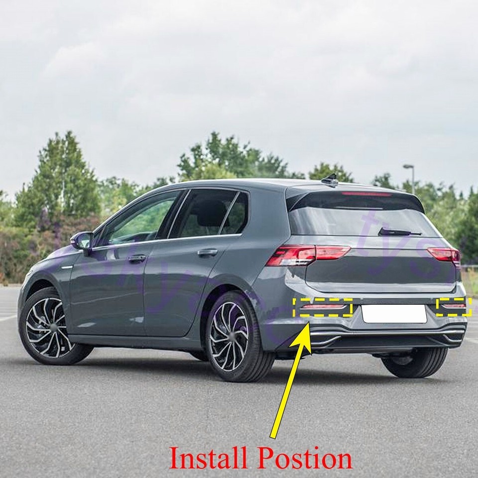 Chrome Rear Bumper Fog Light Lamp Cover Trim For VW Golf MK8 GTE/GTI/R ...