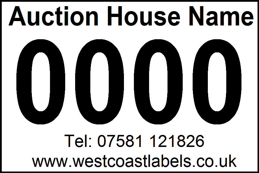 Auction Number Lot Labels Stickers on ROLL sequential Personalised Non ...