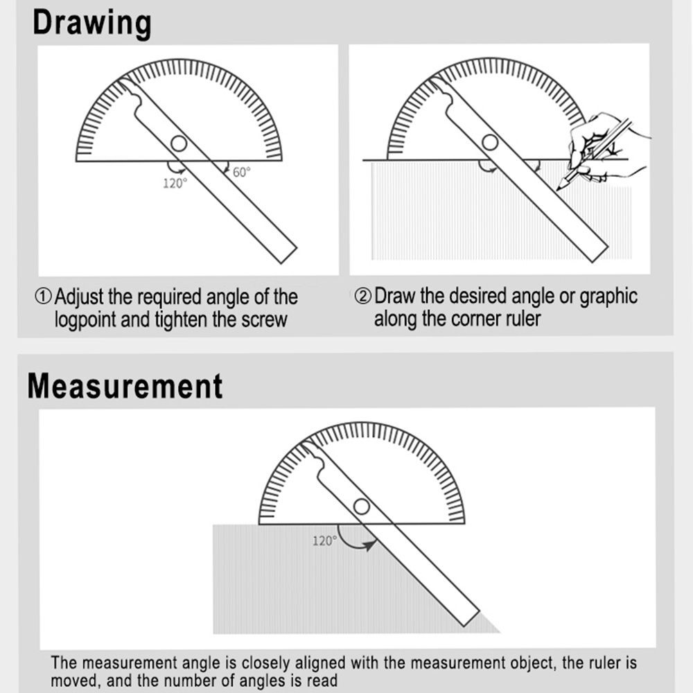 Tool Caliper 180 Degree Protractor Round Finder Angle Gauge Measuring ...