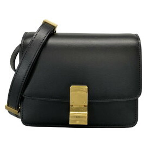 CELINE Classic Small Box Bag Black Leather Shoulder Crossbody Purse ...