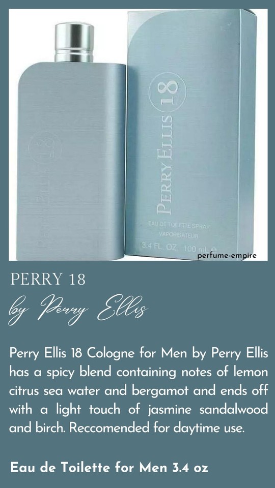 Perry 18 by Perry Ellis edt men Cologne 3.3 / 3.4 oz NEW IN BOX ...