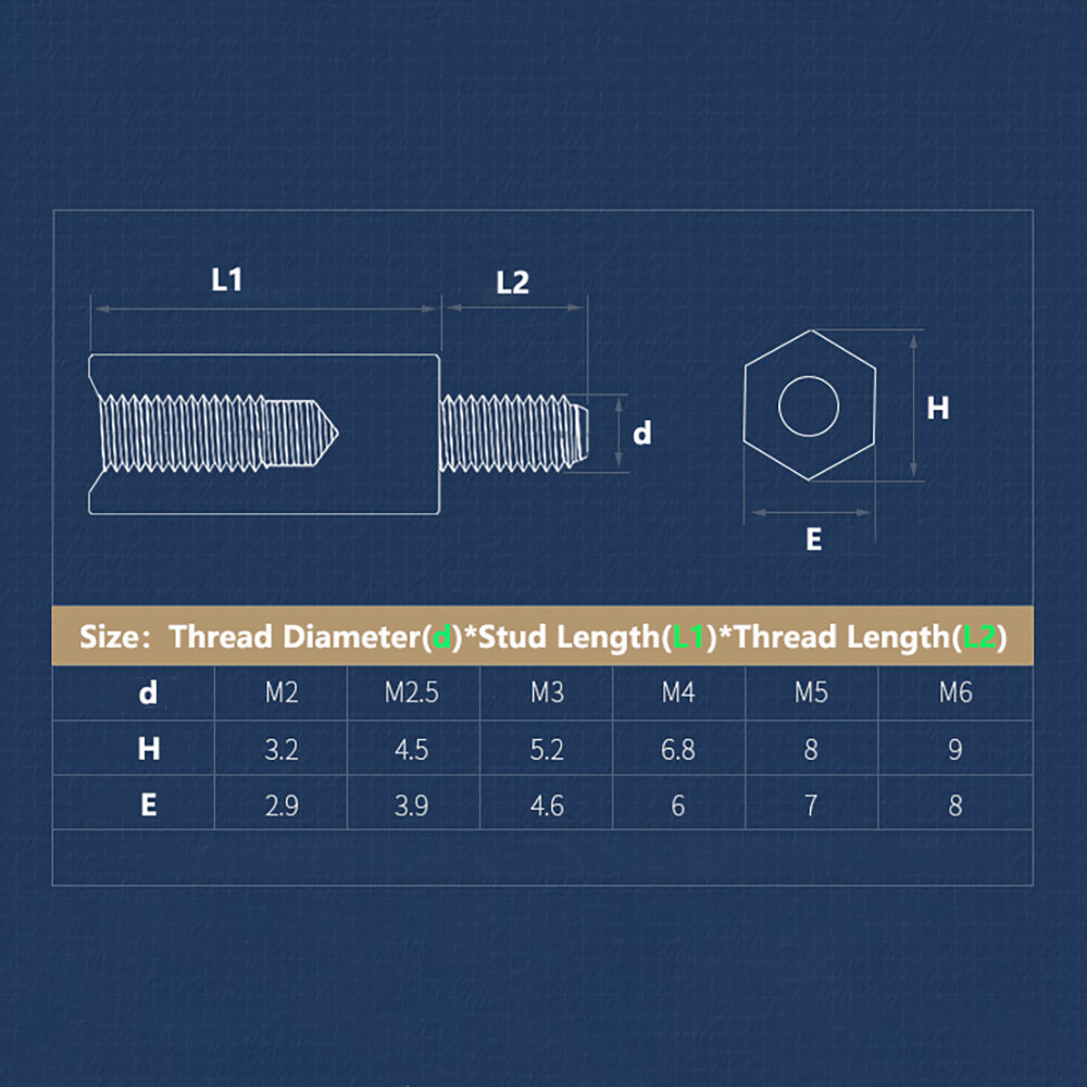 M3 M4 M5 M6 Male Female Spacer Thread Pillar Hex Hexagonal Brass Studs ...