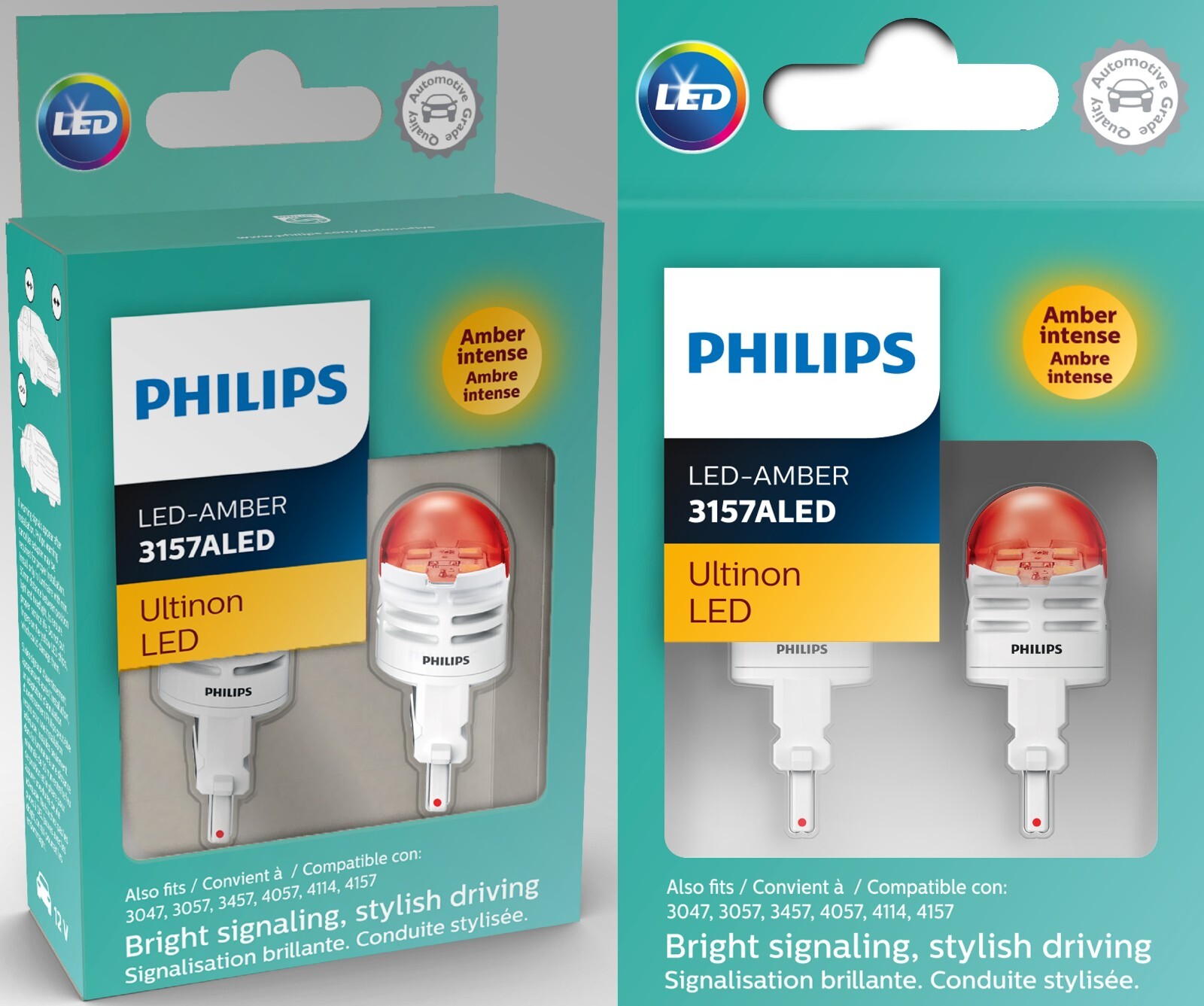 Philips Ultinon LED Light 3157 Amber Orange Two Bulbs Rear Turn Signal ...