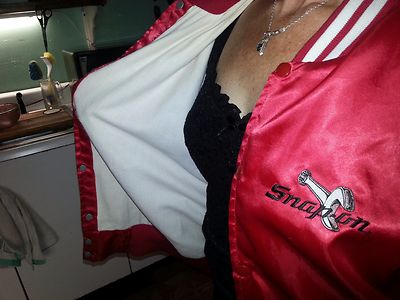 snap on red satin jacket | eBay