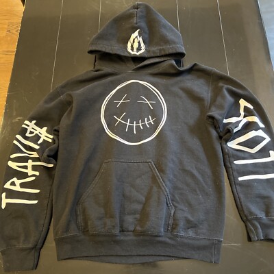 Vtg Travis Scott Buzzed Sewn Mouth Smiley Face Sweatshirt Hoodie Small ...