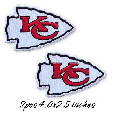 2PCS Kansas City Chiefs KC White Border Embroidered Iron On Patch | eBay