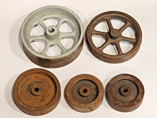 Lot of (5) Vintage Model Steam Engine Steel Flywheels - See Description ...