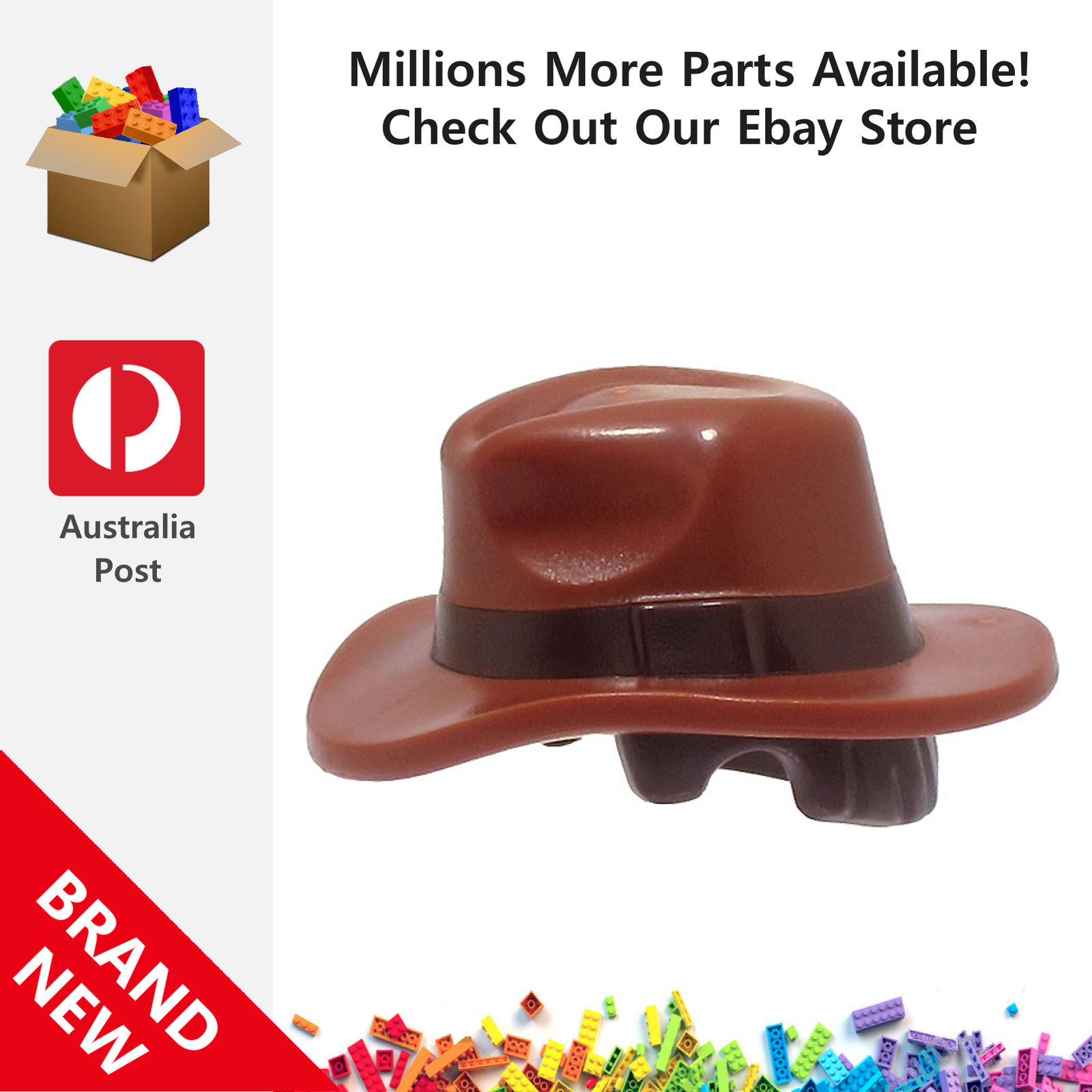 Genuine LEGO™ Brown Minifigure Hair Combo Hat 1849 01849pb01 6396389 ...