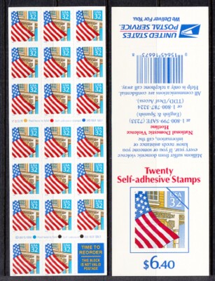 USA BOOKLET SC# 2920a FLAG OVER PORCH $0.32c - 20 S.A. MNH BOOKLET- PL ...