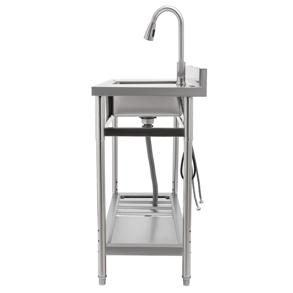 201 Stainless Steel Restaurant Kitchen Sink Silver Free-standing ...