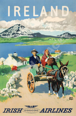 Ireland vintage Irish air travel promotion poster 12x18 | eBay