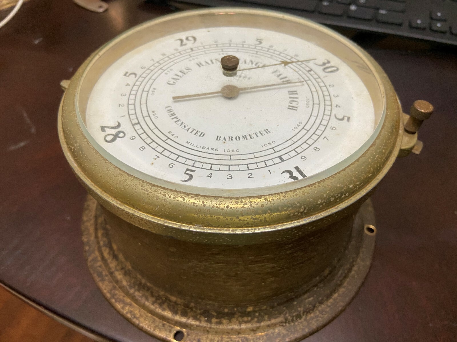 Vintage SWIFT INSTRUMENTS BRASS SHIP COMPENSATED BAROMETER West Germany ...