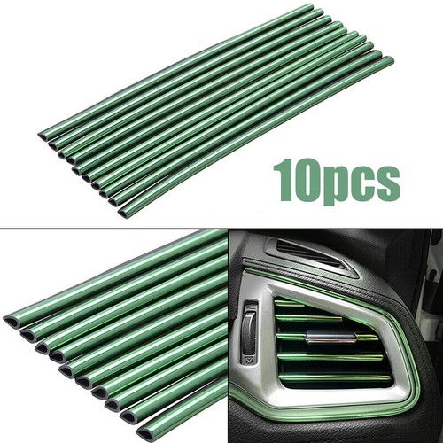 10pcs Auto Car Accessories Green Air Conditioner Outlet Decor Strip ...
