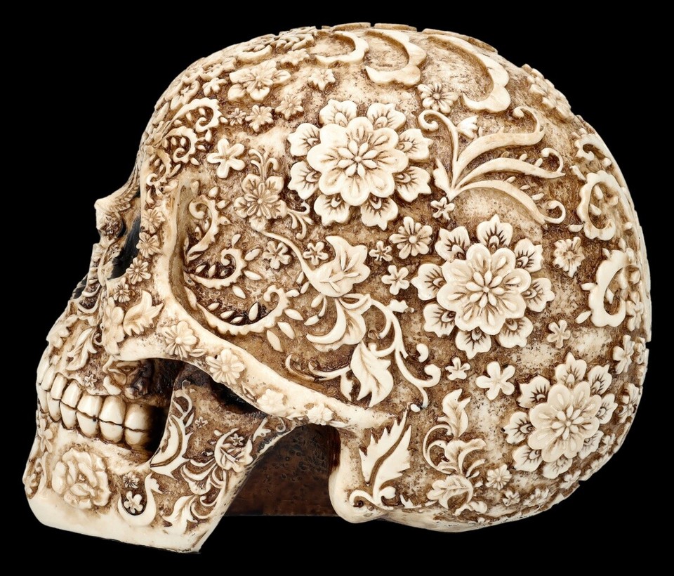 Teschio - Flower Skull - Fantasy Gotico Teschio Ornamento Figura Fiori ...