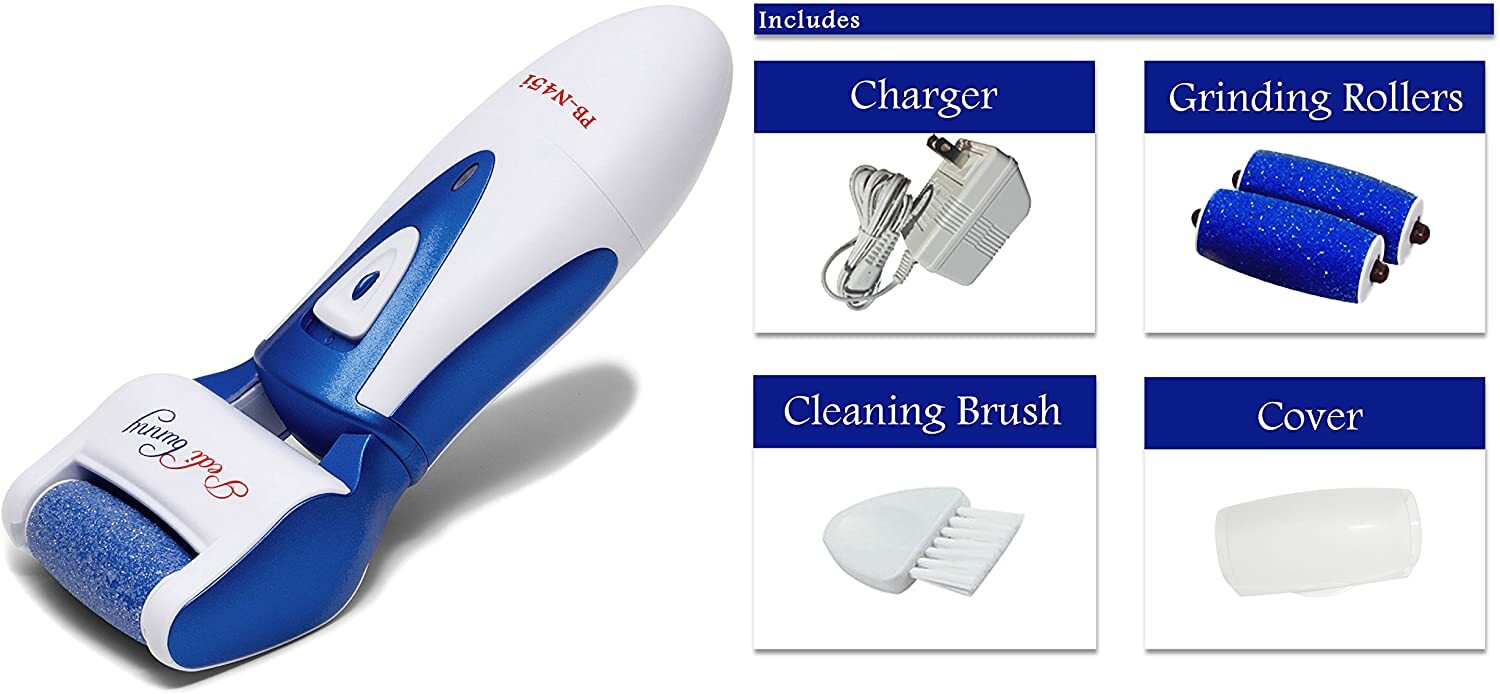 Electric Foot File and Callus Remover for cracked heels - Rechargeable ...