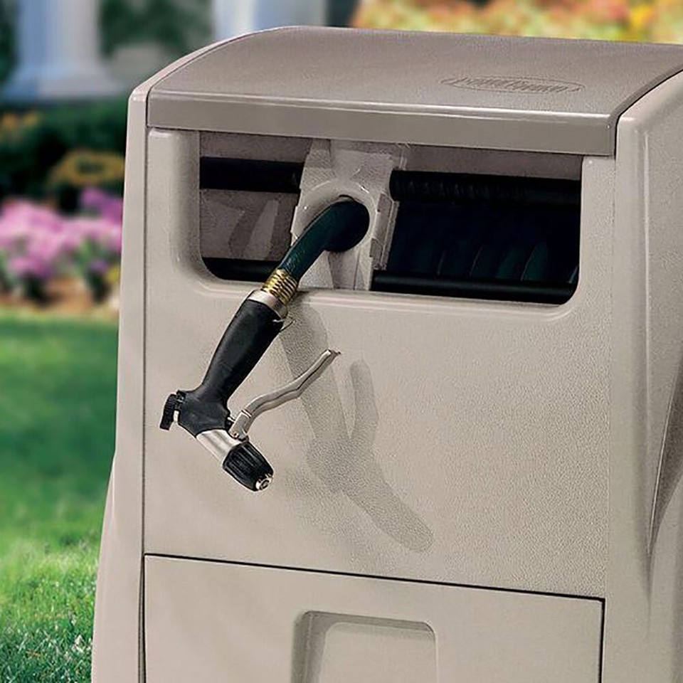 Suncast 100 ft. POWERWIND® Auto Power Rewind Hose Reel, Light Taupe | eBay