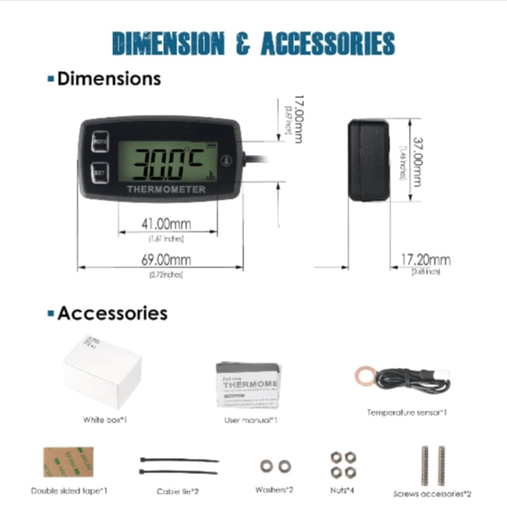 Digital Engine Temperature Gauge,Over-Temperature Alert,Backlight For ...