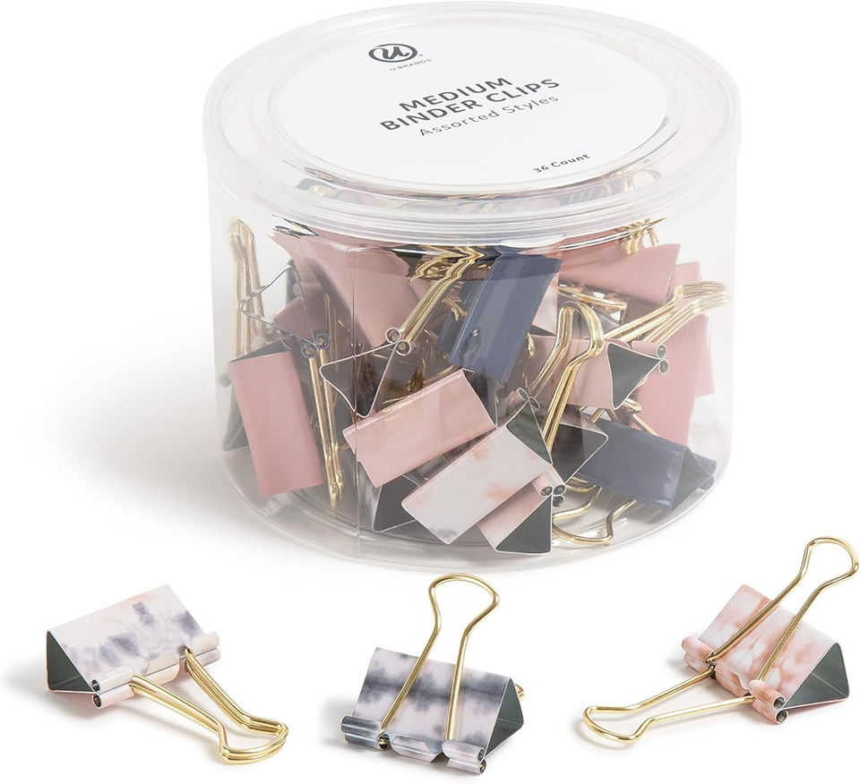 Fashion Binder Clips, Soft Dye with Gold Prongs, Office Organization ...