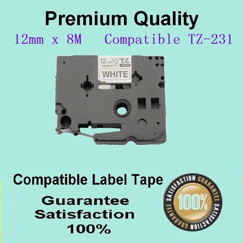 4 LAM labe TZ-231 Compatible with Brother TZ231 P-Touch Black Text On ...