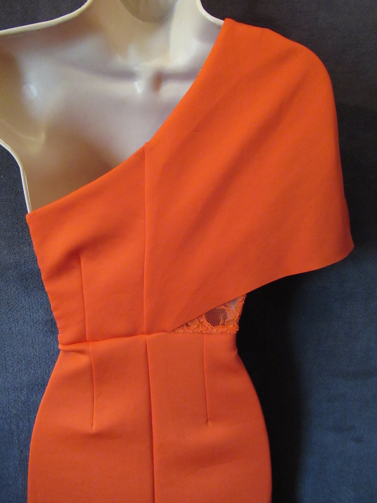 Asos Sexy Orange Stretch One Shoulder Lace Ruffle Micro Mini Party ...