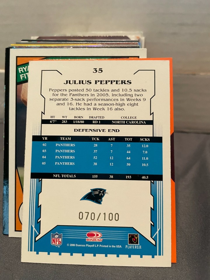 2006 Select Scorecard #35 Julius Peppers/100 panthers! | eBay