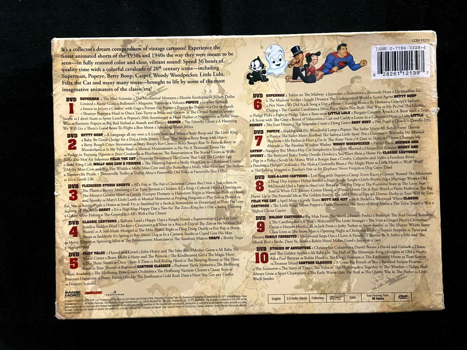 300 CARTOON CLASSICS 10 DVD SET FLEISCHER SUPERMAN CASPER BETTY BOOP ...