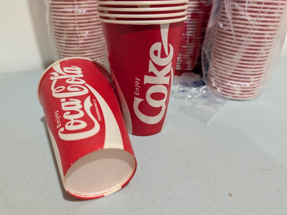 Vintage COCA-COLA 9oz. Wax Paper Cups Sweetheart Brand 1980s Unused Lot ...