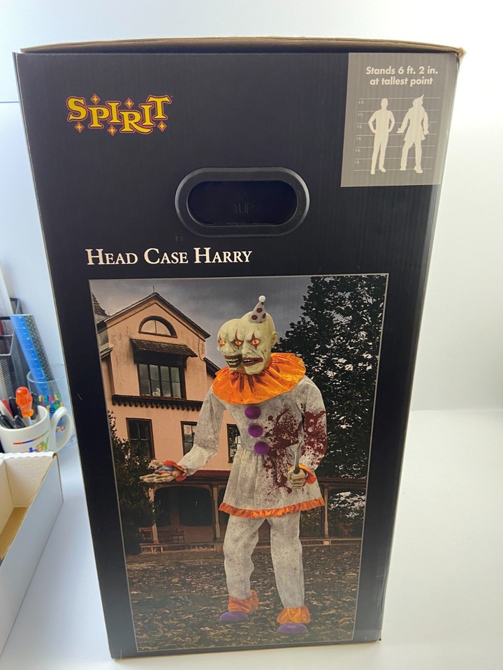 Spirit Halloween 6 Ft 2 In Head Case Harry Animatronic Clown Decoration ...