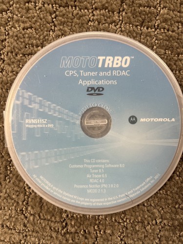 MotoTRBO CPS Tuner RDAC Software Disc RVN5115Z Motorola | eBay
