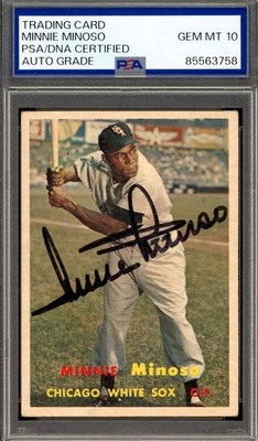 Minnie Minoso Gem Mint 10 PSA DNA Signed 1957 Topps Autograph | eBay