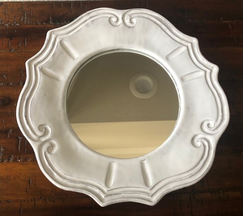 VIETRI ITALY Accent Mirror Baroque Small White Gray Ornate Shabby Chic ...