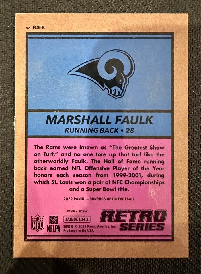 2022 Donruss Optic Retro Series Marshall Faulk #RS-8 Rams | eBay