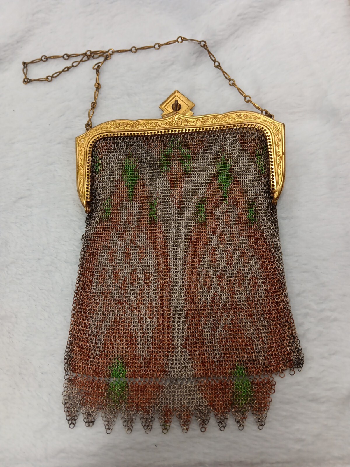 Antique Whiting & Davis Chainmail Fine Mesh Purse Flo… - Gem