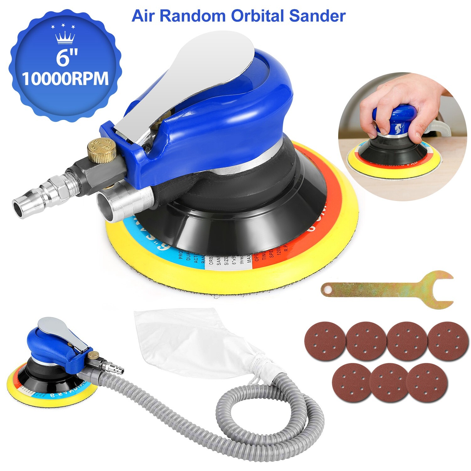 6" Air Random Orbital Palm Sander Auto Body Orbit DA Sanding LOW ...