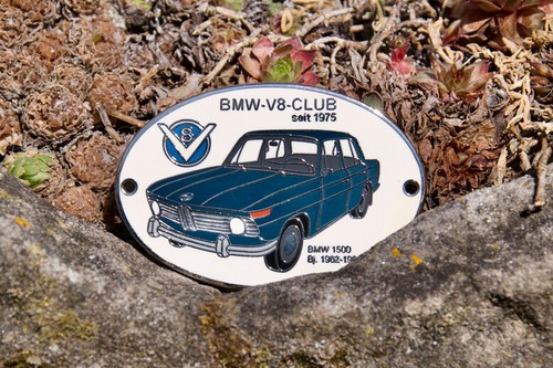 NICE VINTAGE ENAMEL RADIATOR CAR BADGE # BMW V8 CLUB 1500 | eBay