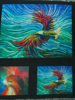 Mod Eagle Multi Colors Swirls 7 Block Digital Art Printing Cotton ...