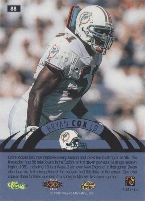 Las mejores ofertas en 1996 Classic NFL Experience Bryan Cox #88 | eBay